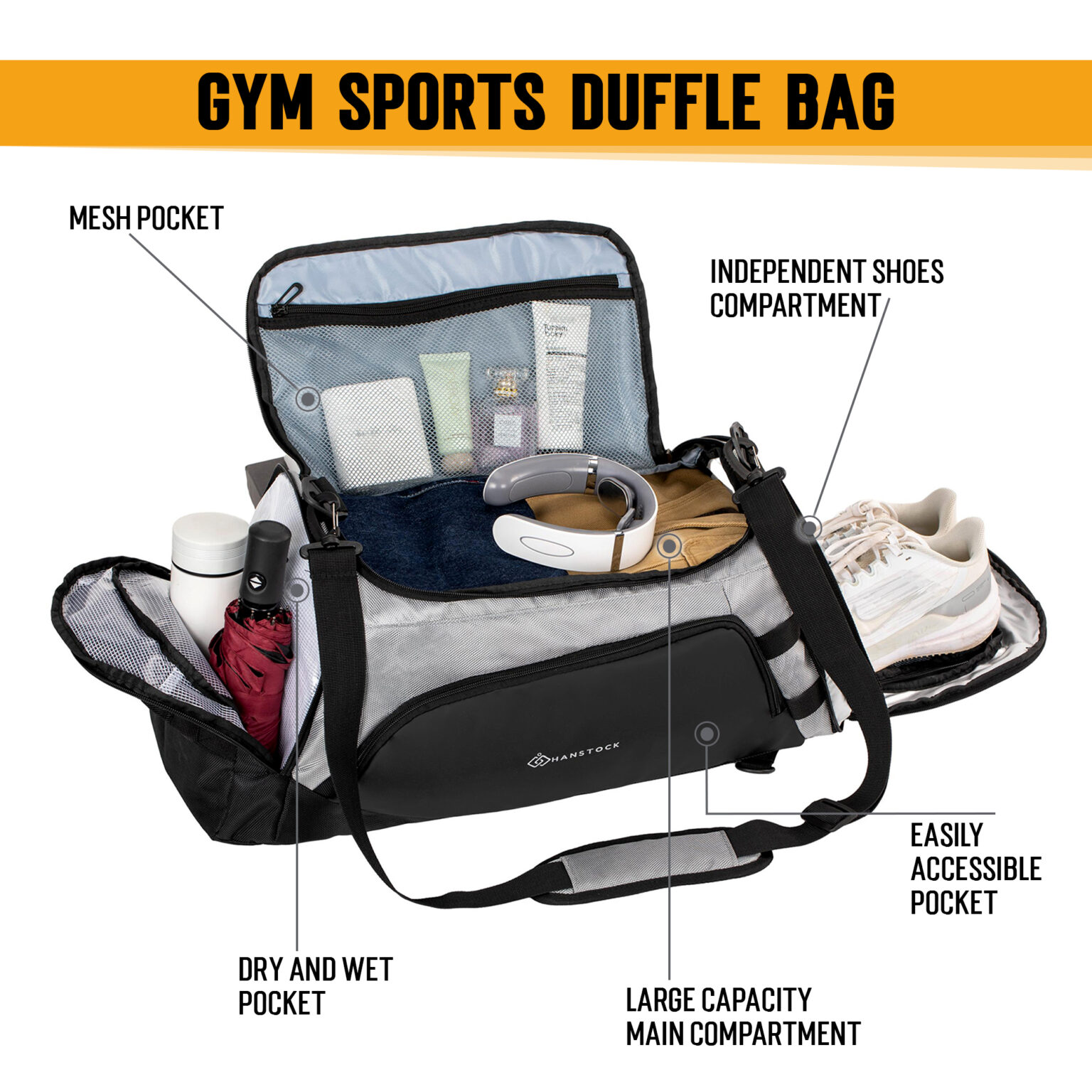 Hanstock Premium Gym Sports Duffle Bag - Hanstock